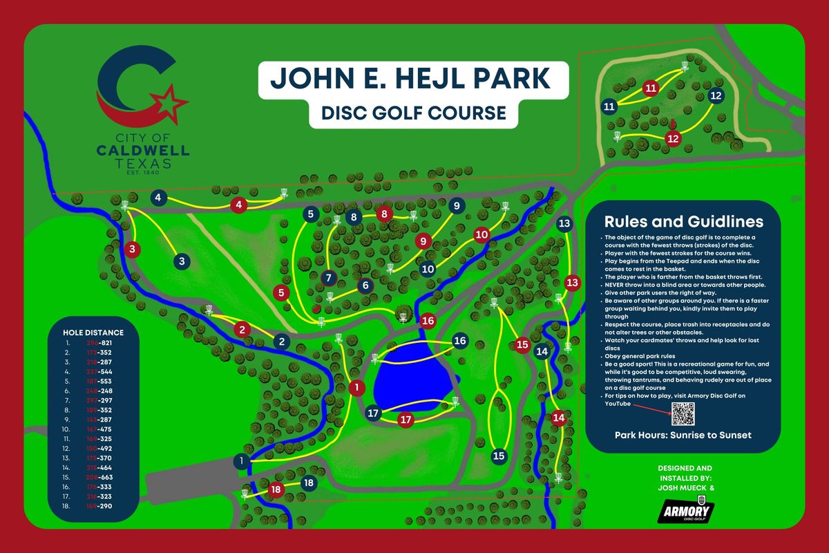 John E. Hejl Park at Davidson Creek - Caldwell, Texas | UDisc Disc Golf ...